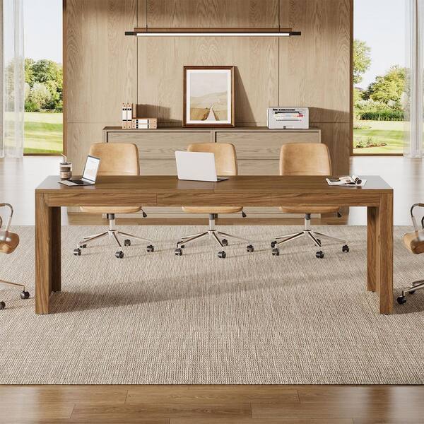 BYBLIGHT Moronia 79 in. Extra Long Conference Table for 8 People, Brown ...
