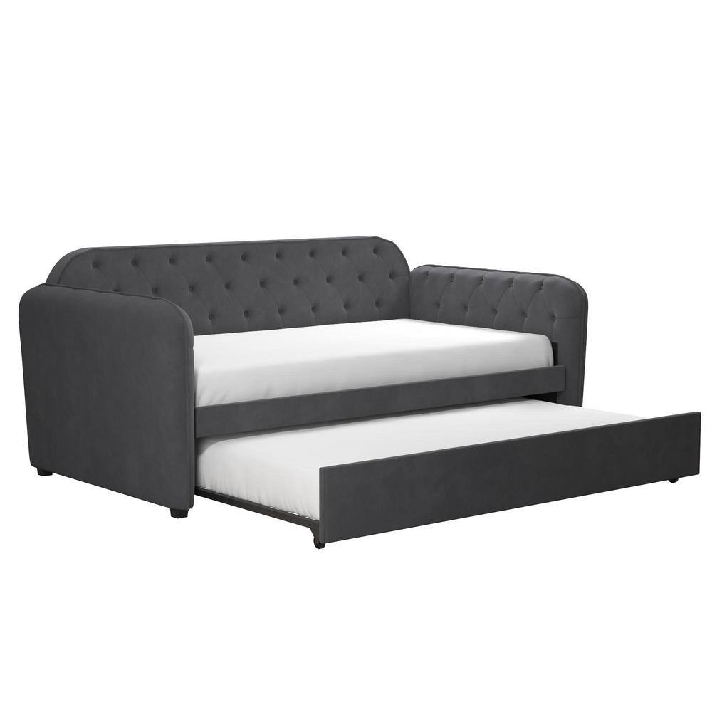 Novogratz Tallulah Tufted Gray Velvet Daybed and Trundle 4243439N - The ...