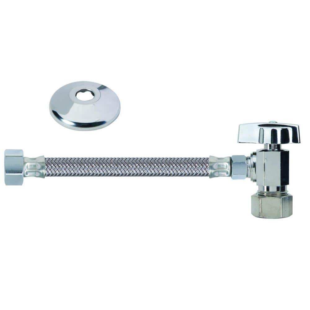 BrassCraft Faucet Kit: 1/2 in. Comp 1/4 Turn Angle Ball Valve x 3/8 in ...