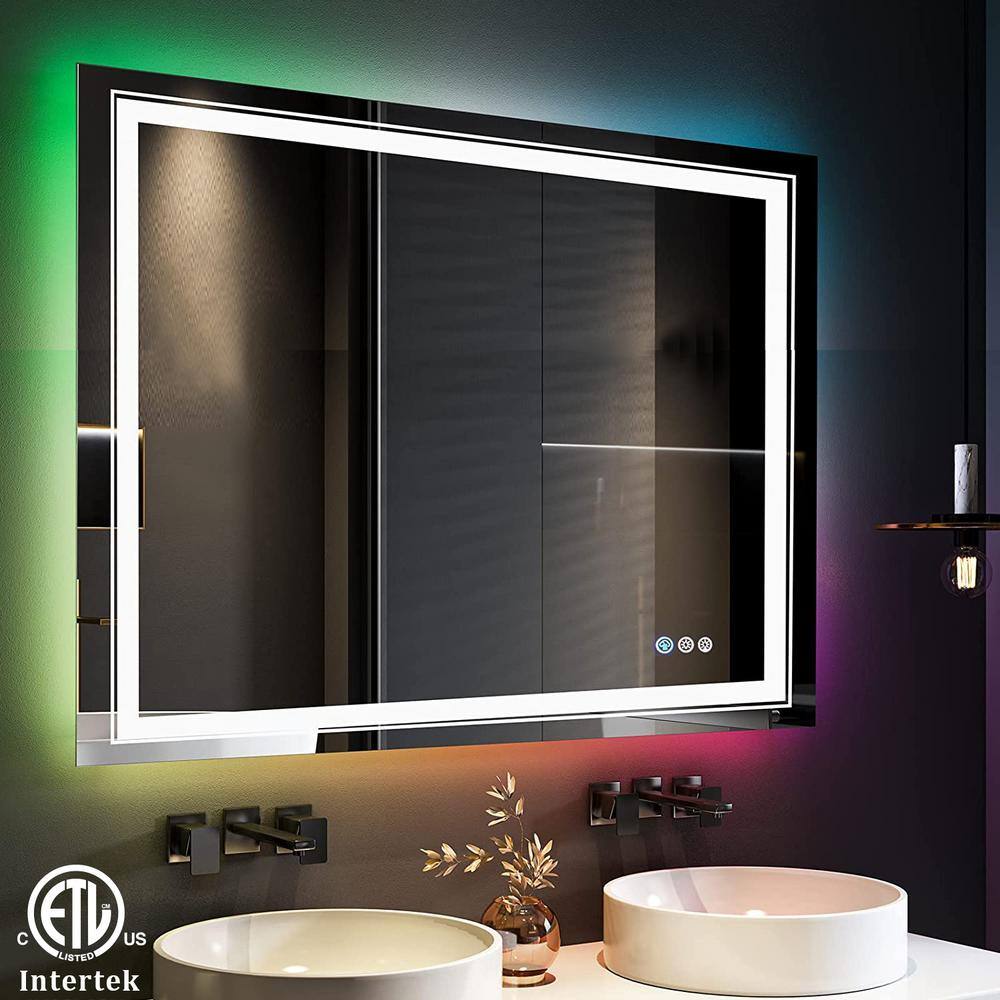 Apmir 48 in. W x 36 in. H Rectangular Frameless RGB Backlit & LED ...