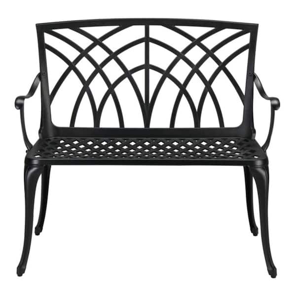 Movisa 38 in. Aluminum Outdoor Bench, Black Y-MVDOHI6CKW - The Home Depot