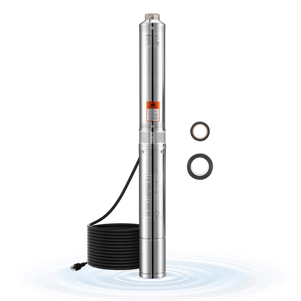 VEVOR 1.5 HP Deep Well Submersible Pump 115-Volt 31.7 GPM Flow 276 ft ...