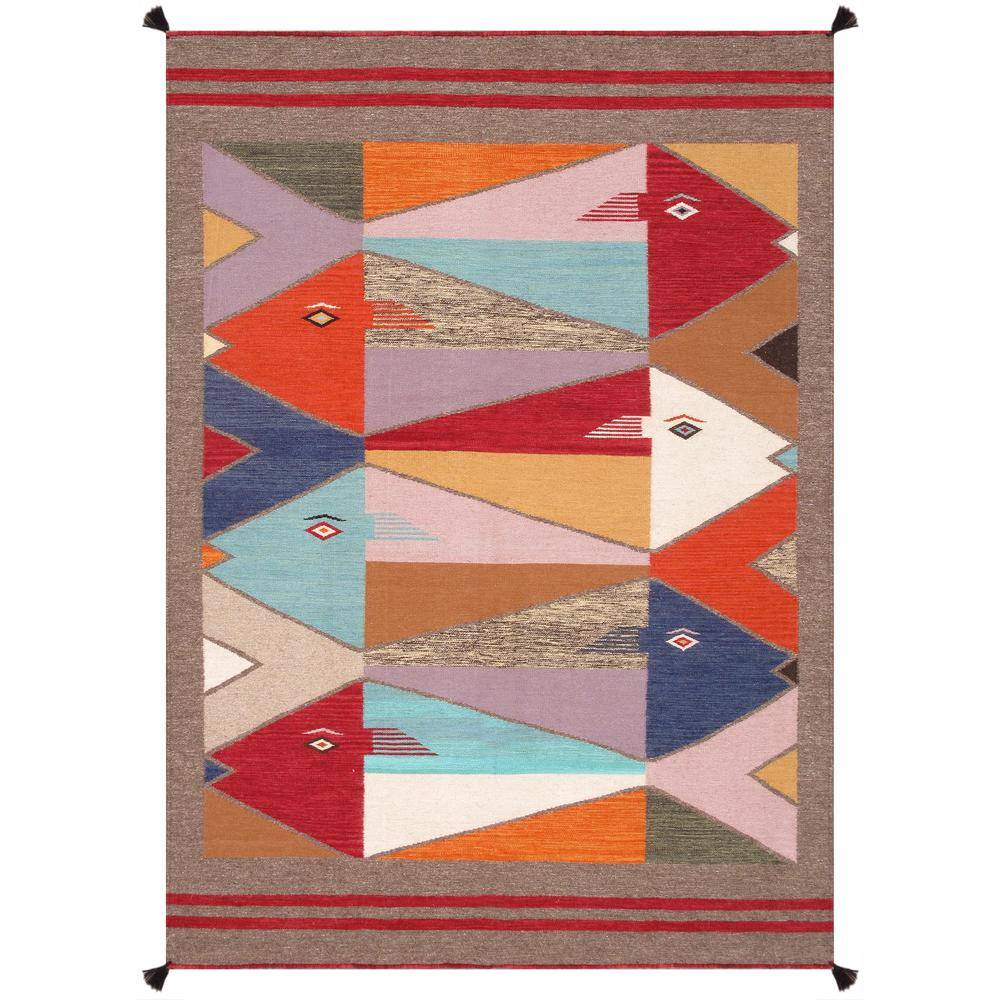 Pasargad Home Tuscany Multi 5 ft. x 7 ft. Geometric Wool Area Rug PNT ...