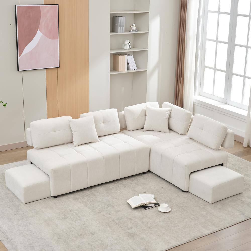 Harper & Bright Designs 91.73 in. Chenille L Shaped Sectional Sofa in ...