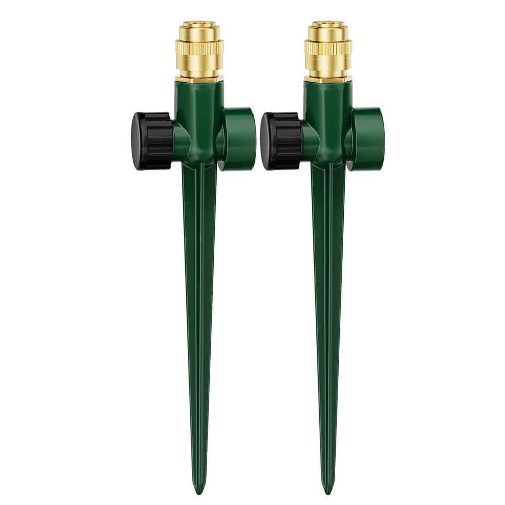 OGETFUUR 2 Pack Green Automatic Metal Lawn Sprinkler with Adjustable ...