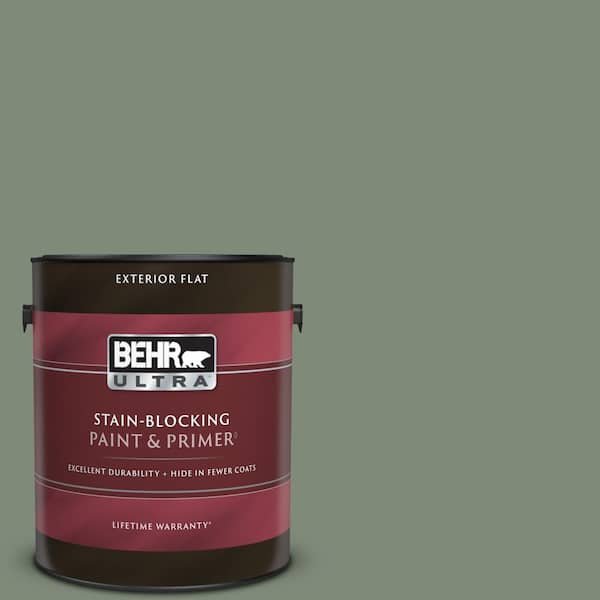 BEHR ULTRA 1 gal. #N400-5 Thai Basil Flat Exterior Paint & Primer ...