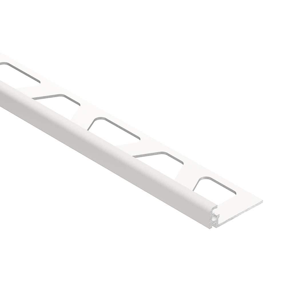 Schluter Jolly Matte White Textured Color-Coated Aluminum. 25 in. x 98. ...