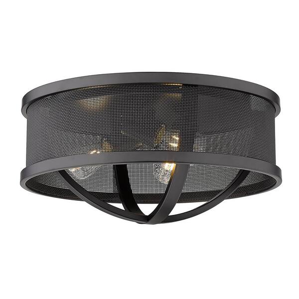 Golden Lighting Colson 15 in. 3-Light Matte Black Flush Mount 3167-FM15 ...