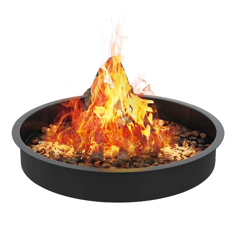 homfan 48 Inch Fire Pit Ring, In‑Ground & Freestanding Fire Pit Liner ...