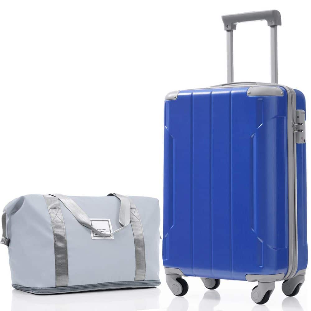 Merax 3-Bags 3-Piece Dazzling Blue ABS Hardshell Spinner 20 in. Luggage ...