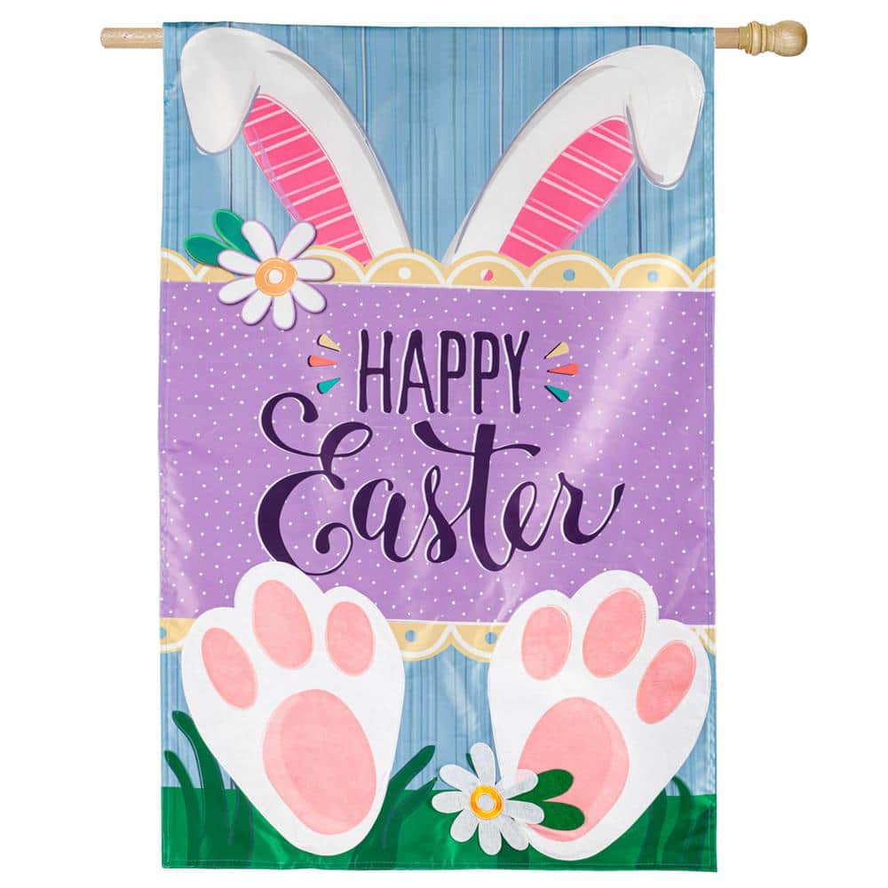 Evergreen Enterprises 2-1/3 ft. x 3-2/3 ft. Happy Easter Bunny Applique ...