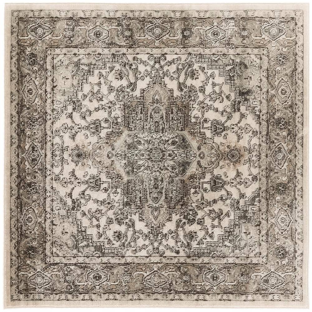 Nourison Concerto Ivory Grey 5 ft. x 5 ft. Center medallion Traditional ...
