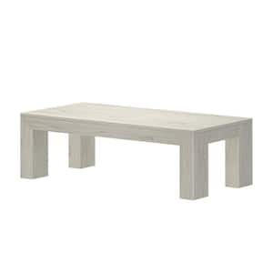 Modern 48 in. White Sand Wirebrush Rectangle Wood Coffee Table with ...