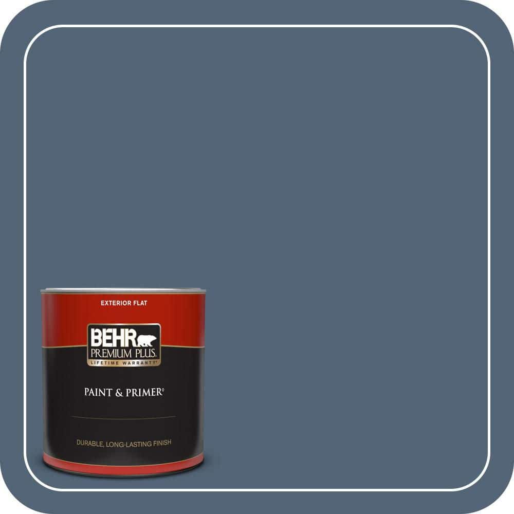 BEHR PREMIUM PLUS 1 qt. #570F-6 Mood Indigo Flat Exterior Paint ...