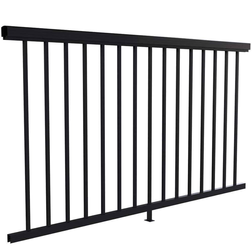 PEAK Aluminum Railing 6 ft. Matte Black Aluminum Deck Railing Pre ...