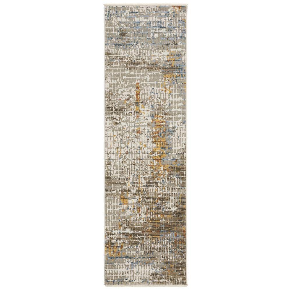 AVERLEY HOME Brooker Beige/Multi 2 ft. x 8 ft. Distressed Abstract ...