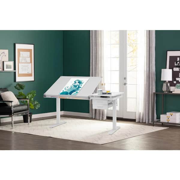 Studio Designs Graphix ELift 58 in. Rectangular White Metal and Wood ...