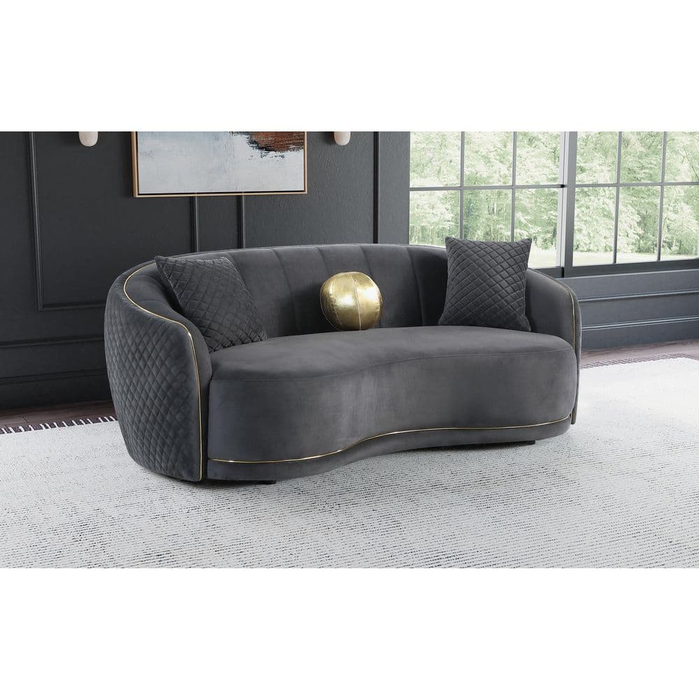 Coaster Brookside 91.5 in. Slope Arm Velvet Upholstered Curved Sofa in ...