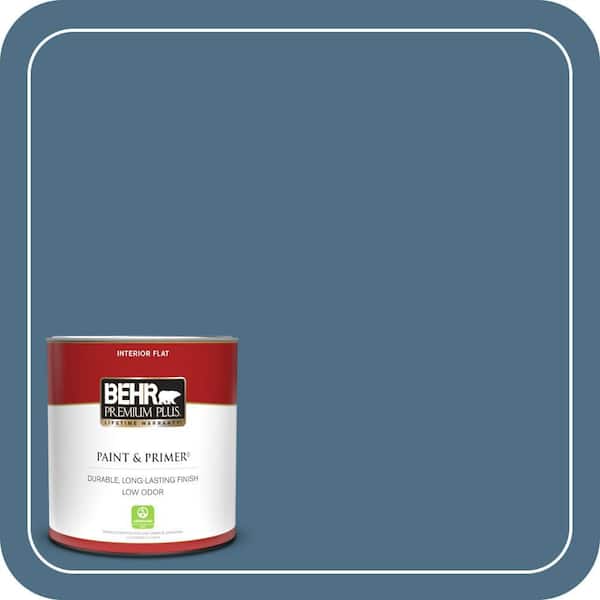BEHR PREMIUM PLUS 1 qt. #S500-6 Shipyard Flat Low Odor Interior Paint ...