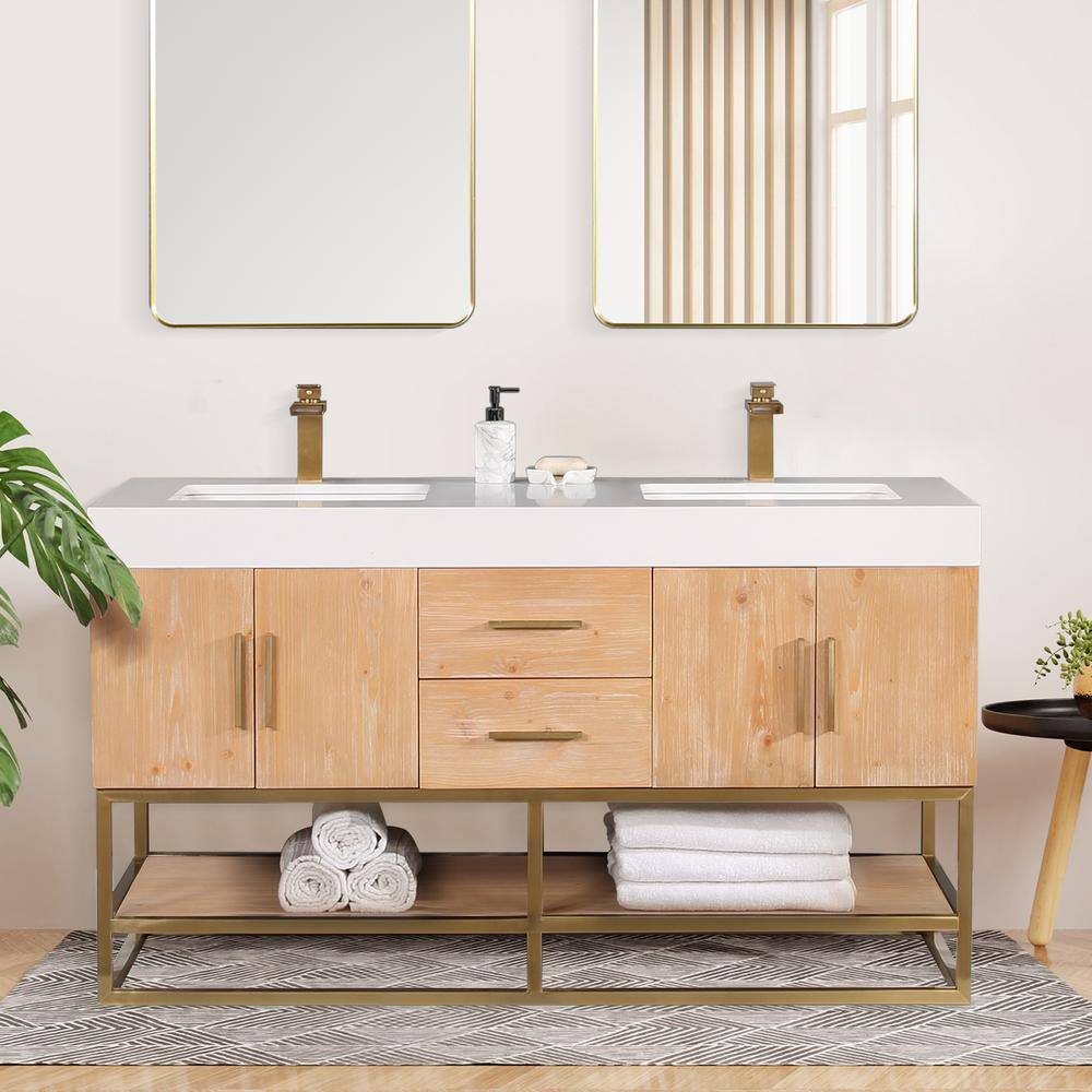 Altair Bianco 60 in. W x 22 in. D x 34 in . H Double Sink Bath Vanity ...