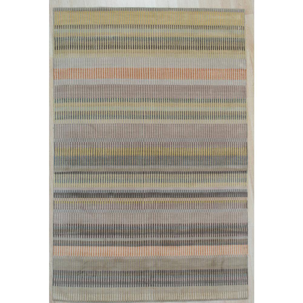 EORC Stripe/BEIGE Hand Knotted Wool Modern Knotted Strpied Rug, 8' x 10 ...