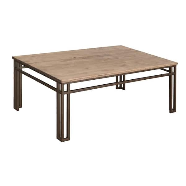 Benjara Remie 50 in. Camel Brown and Brown Rectangle Wood Coffee Table ...
