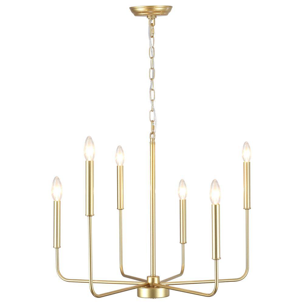 LWYTJO Mercer 6-Light Gold Classic/Traditional Chandelier Candle Style ...