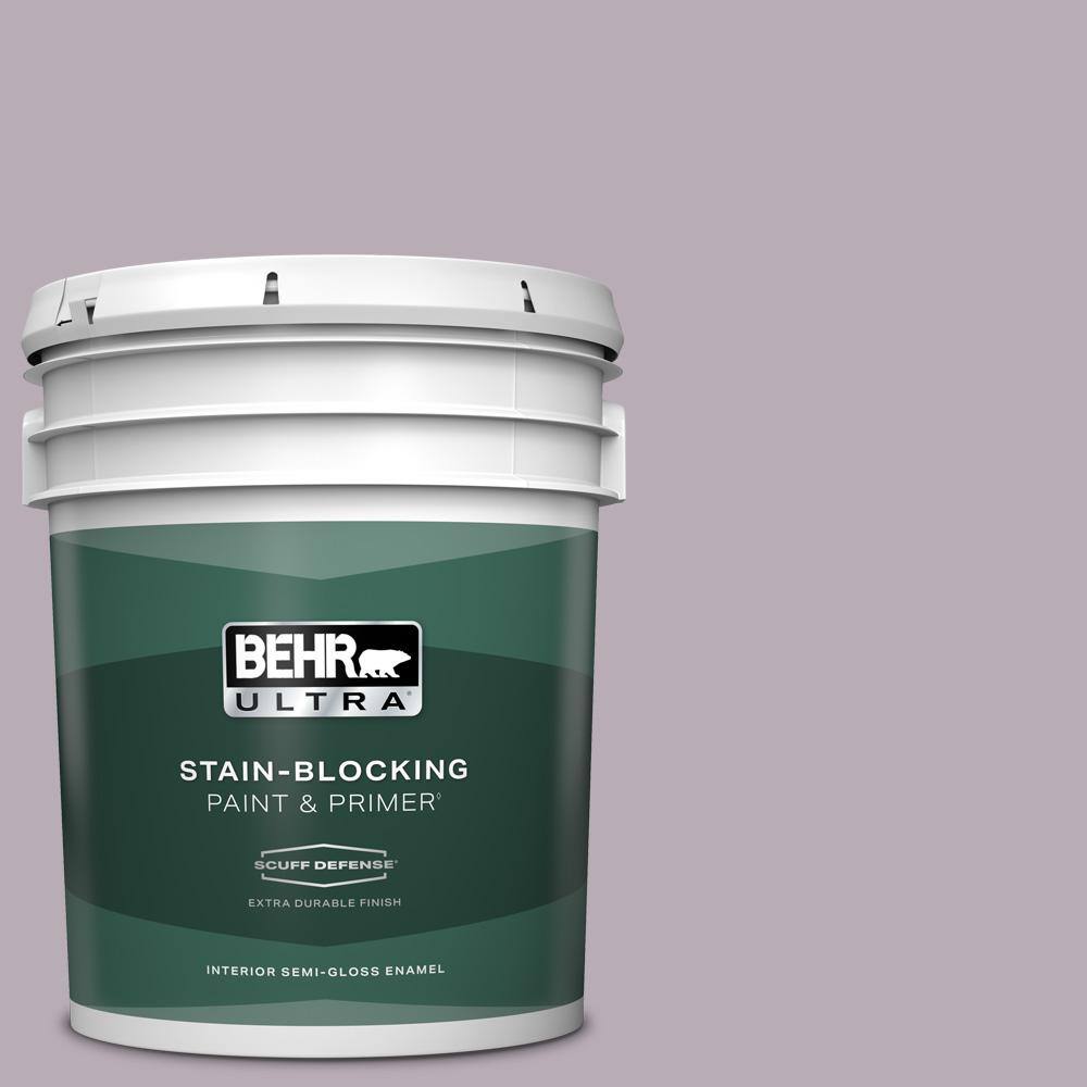 BEHR ULTRA 5 gal. #670F-4 Silverberry Extra Durable Semi-Gloss Enamel ...