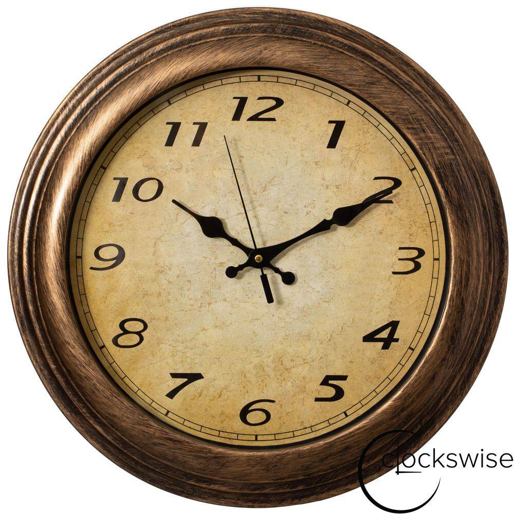 CLOCKSWISE Clockswise 16" Round Vintage Decorative Chiming Wall Clock ...