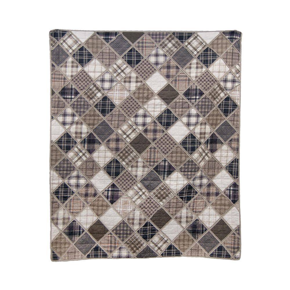 DONNA SHARP Driftwood Grey and White Cotton Throw Blanket 61565 - The ...
