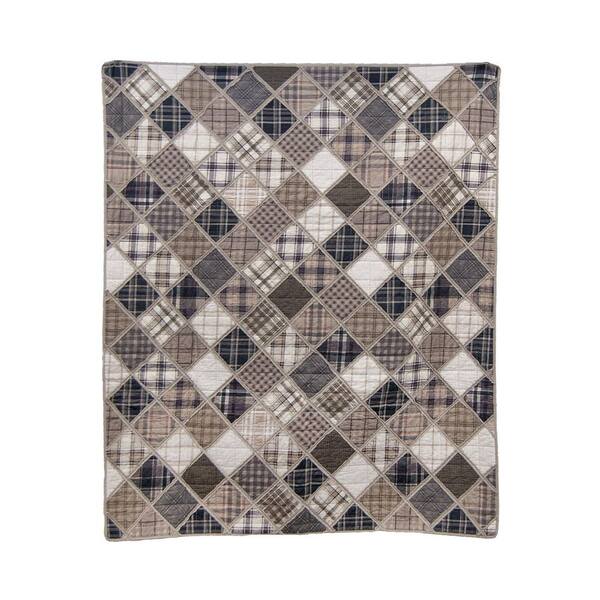 DONNA SHARP Driftwood Grey and White Cotton Throw Blanket 61565 - The ...