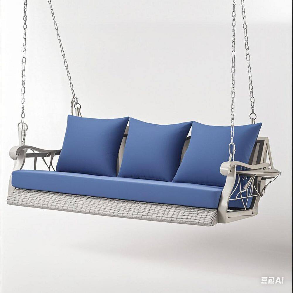 JUJABU 3-Person 900 lbs. Light Blue Wicker Outdoor Porch Swing Chair ...