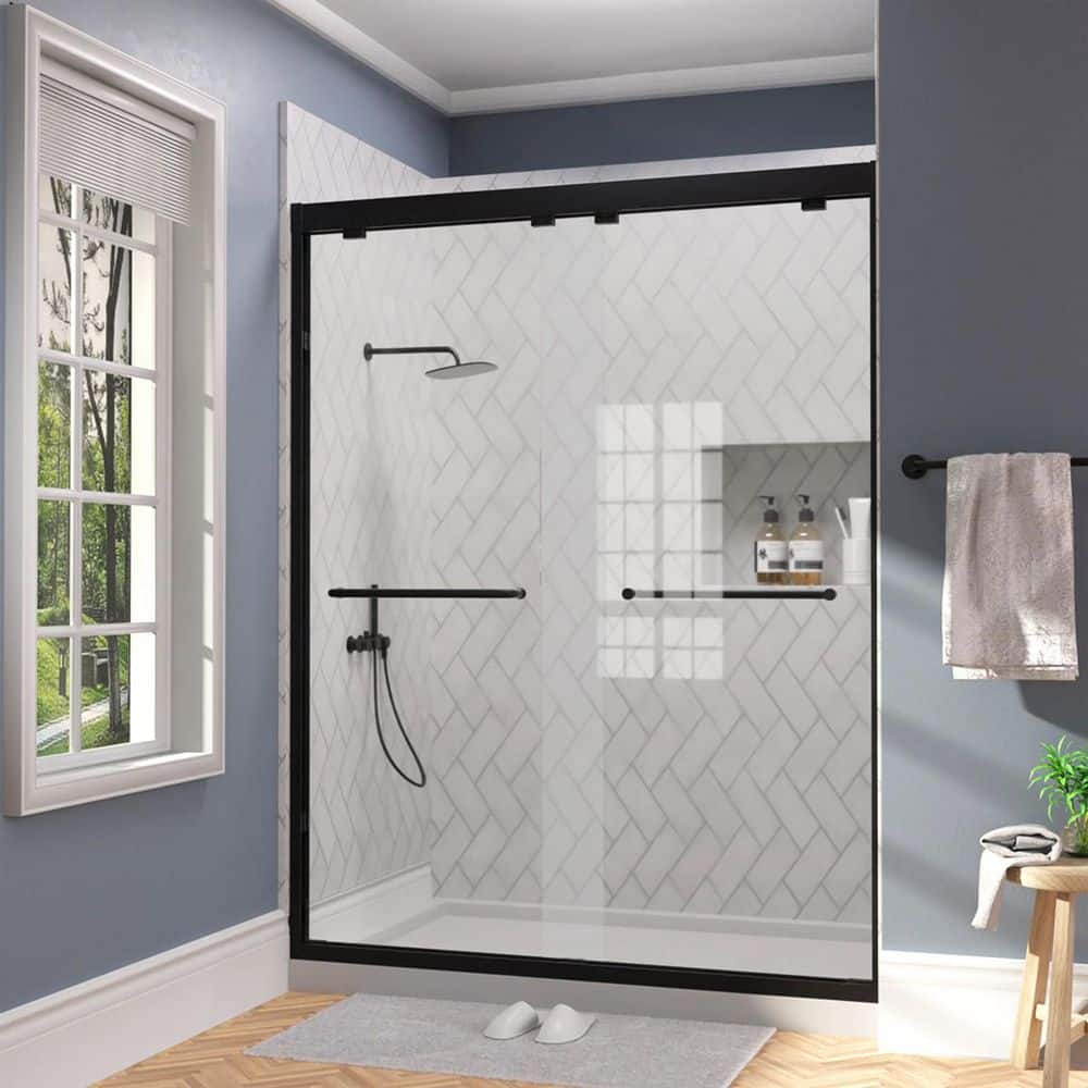 tydex ShiftPro 60 in. W x 72 in. H Sliding Framed Shower Door in Matte ...