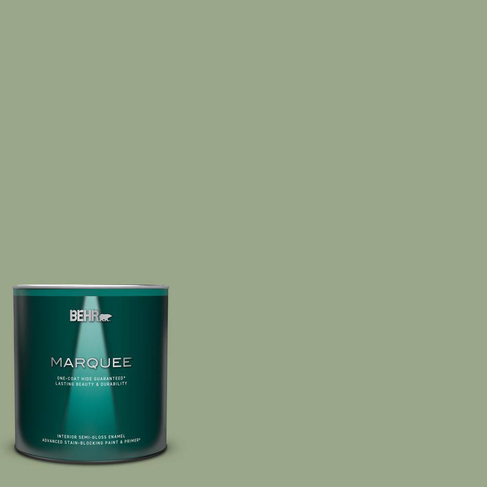BEHR MARQUEE 1 qt. #MQ6-51 Fern Leaf One-Coat Hide Semi-Gloss Enamel ...