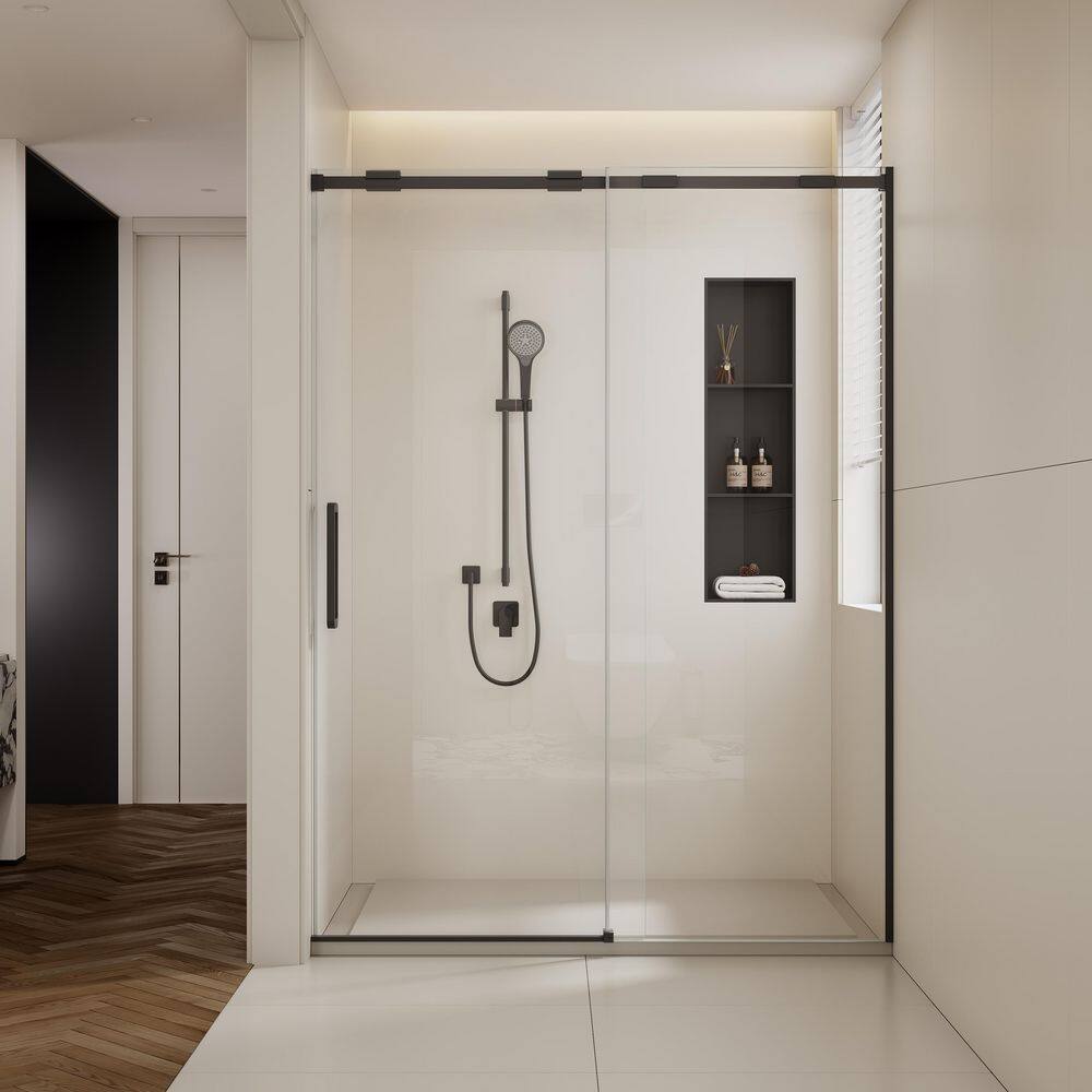 MEDUNJESS DOSH 56 in. to 60 in. W x 74 in. H Semi-Frame Sliding Shower ...