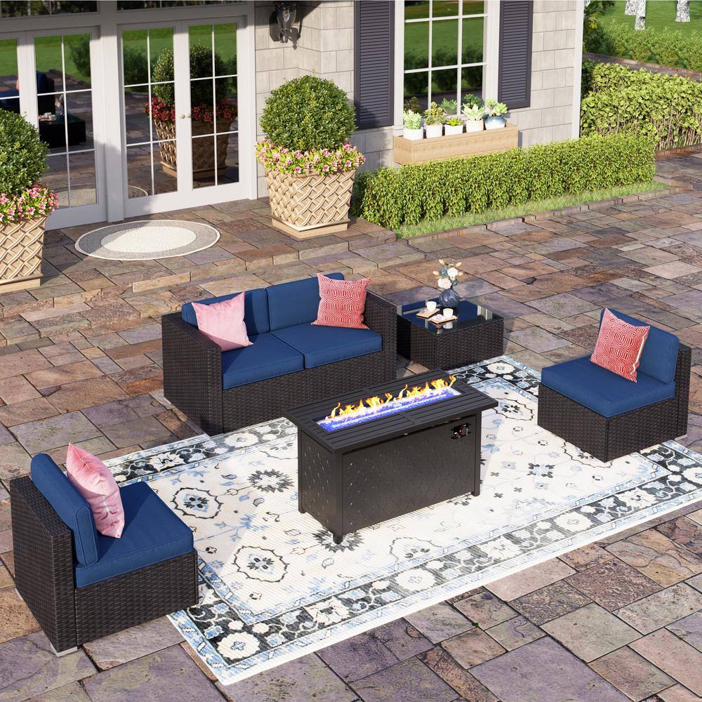 Reviews for PHI VILLA Dark Brown Rattan Wicker 4 Seat 6-Piece Steel ...