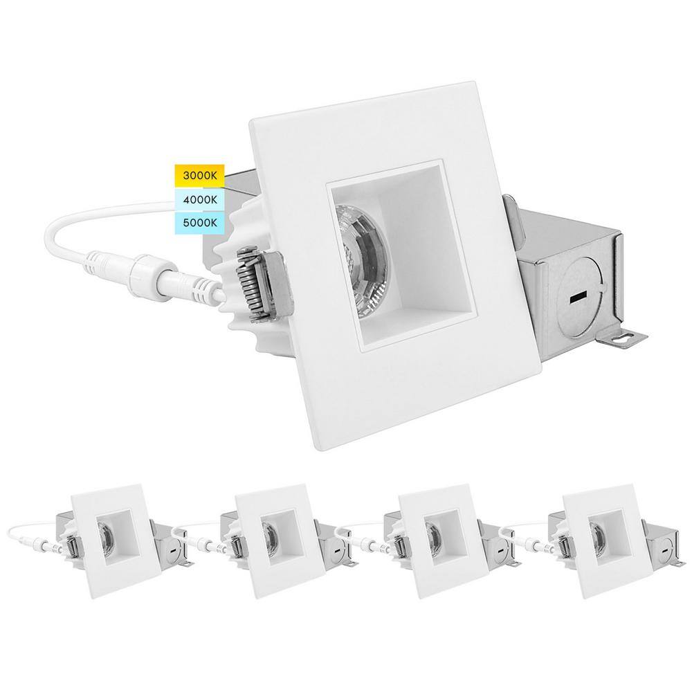 LUXRITE 2 in Canless Square J-Box 3 Color Option Dimmable Damp Rated ...
