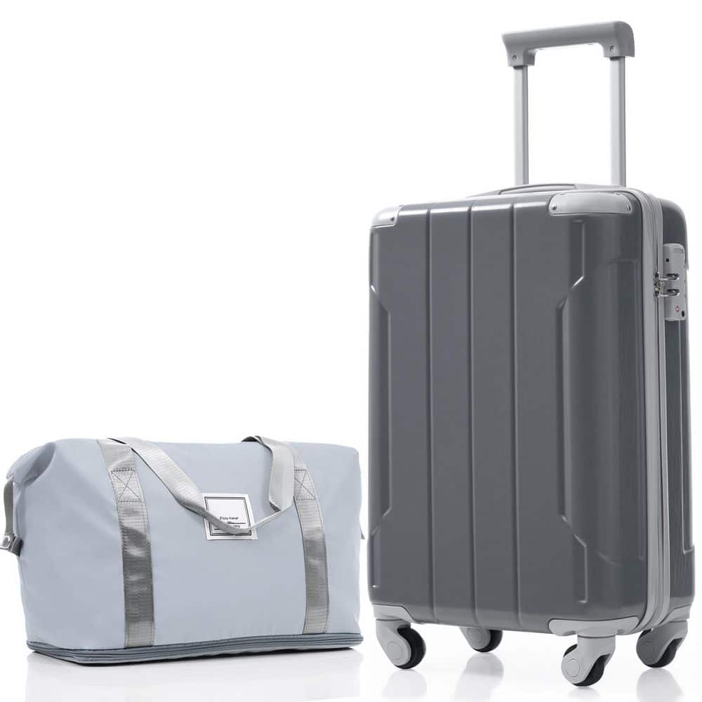Merax 3 Bags 3-Piece Cool Gray ABS Hardshell Spinner 20 in. Luggage Set ...