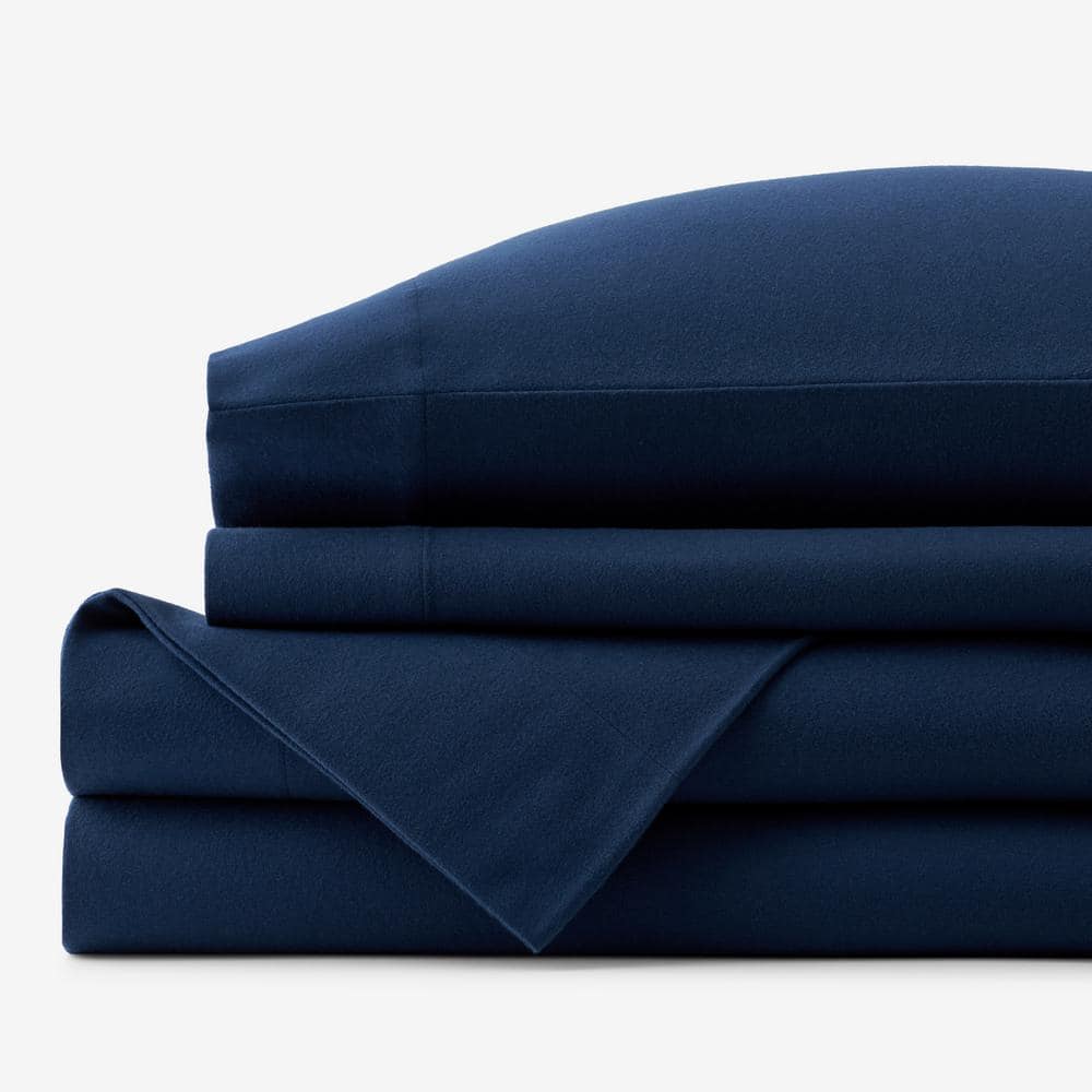 The Company Store Legends Hotel 3-Piece Navy Velvet Flannel Twin Sheet ...