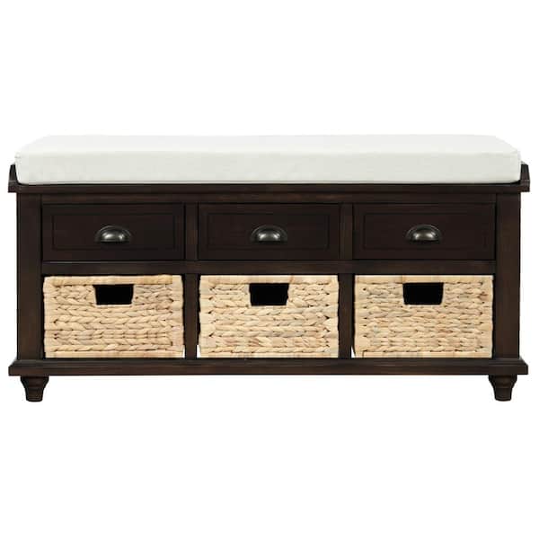 Utopia 4niture Toni Brown Rustic Storage Bench with 3-Drawers and 3 ...