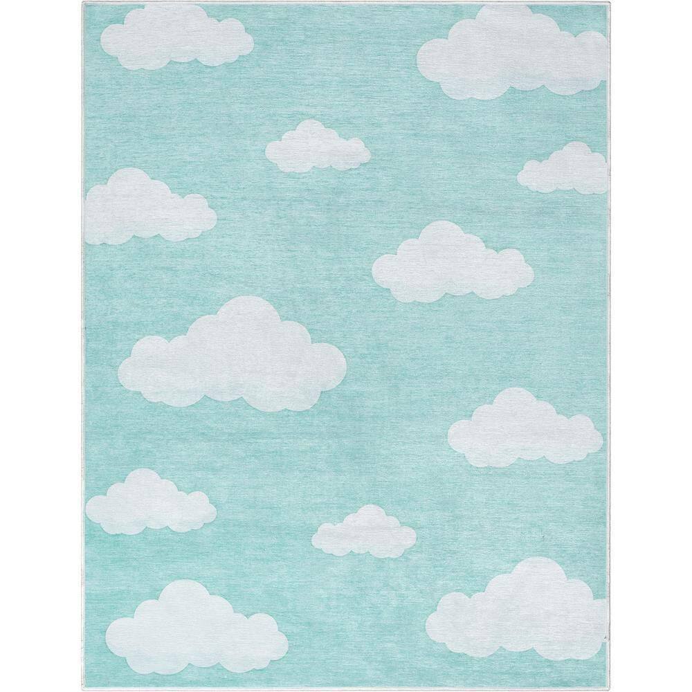 Well Woven Cloud 9 Modern Kids Green 5 ft. x 7 ft. Machine Washable ...
