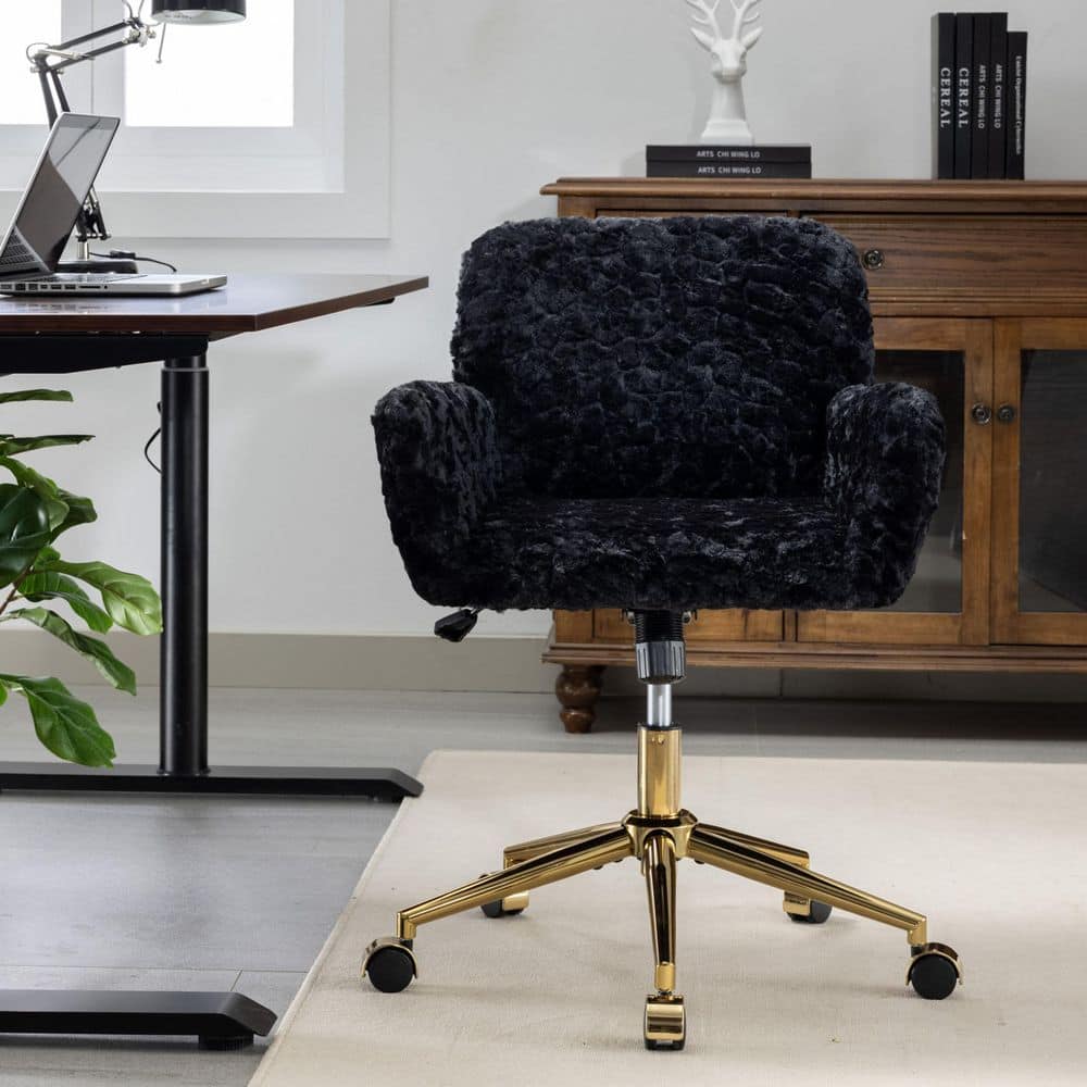 Upholstery Adjustable Height Ergonomic Office Chair in Black with Arms ...