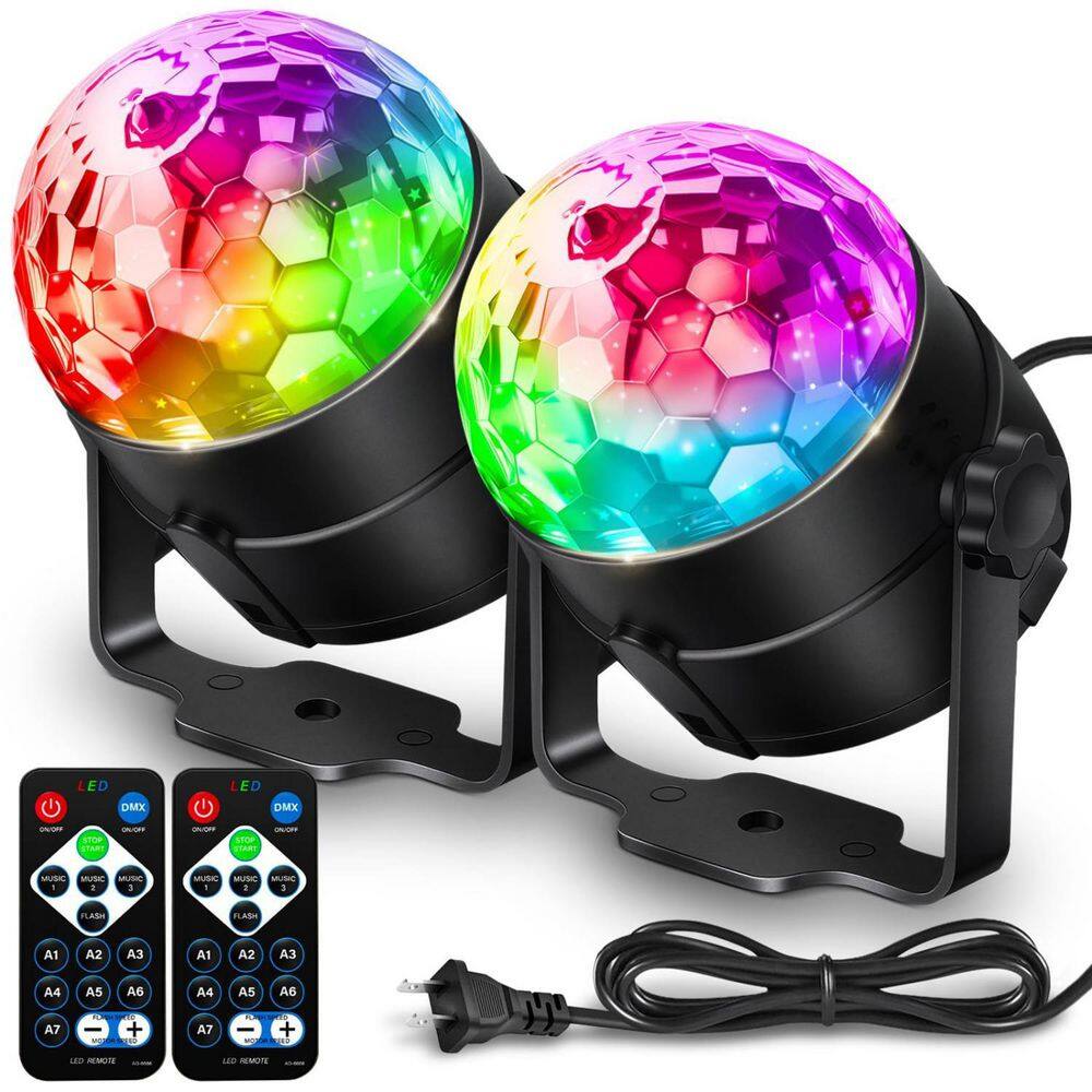 BIBIVIS 2-Pack Black 900 Lumens Integrated LED Party Lights, Sound ...
