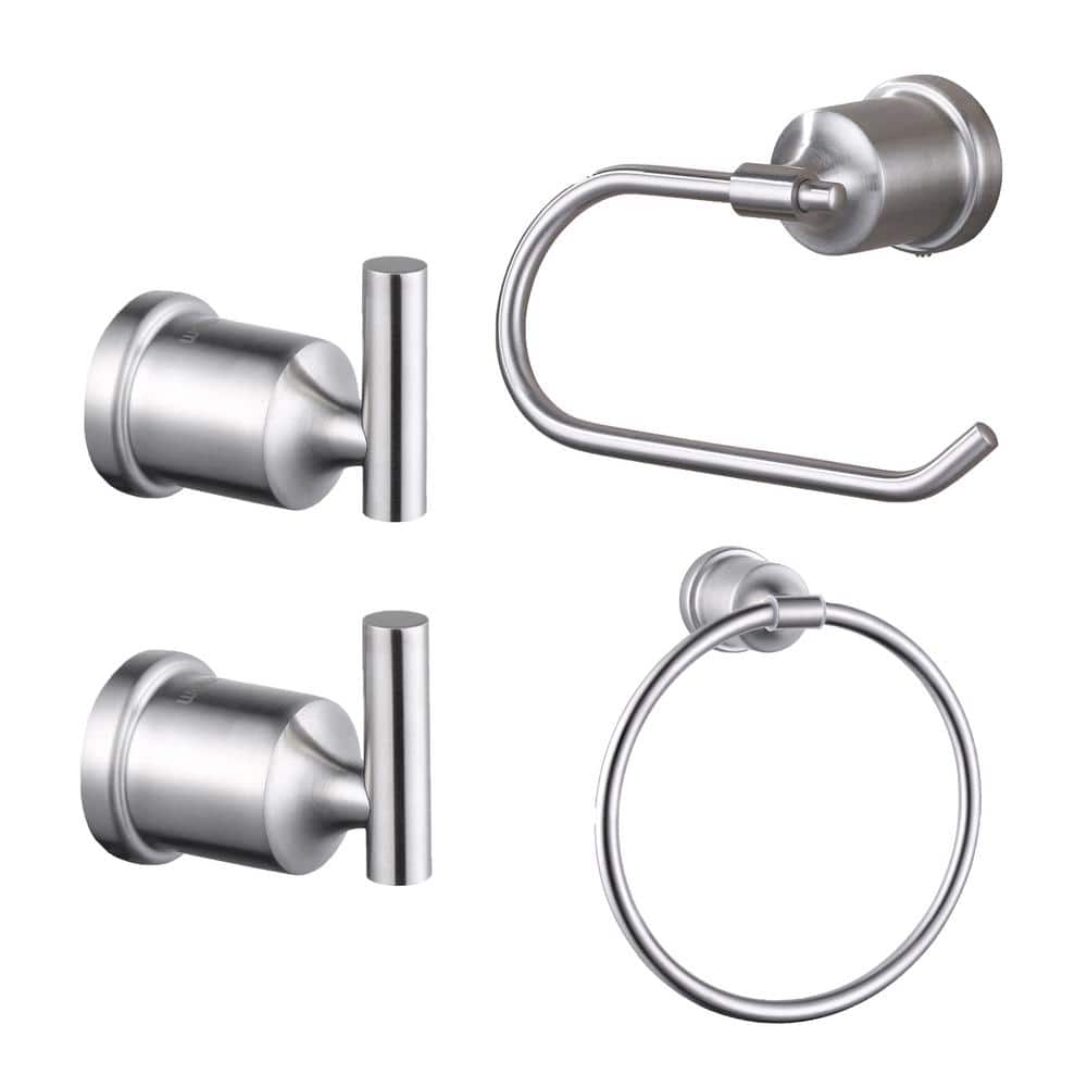 Wowow Brushed Nickel 4 Piece Bath Hardware Set With Mounting Hardware
