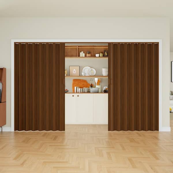 ARK DESIGN Blackout Door 120 in. x 80 in. Walnut Vinyl PVC Accordion ...