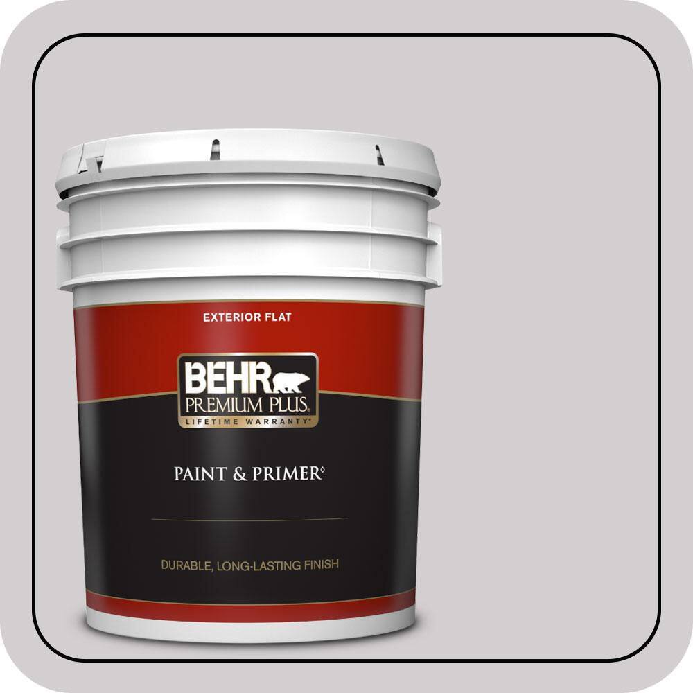 BEHR PREMIUM PLUS 5 gal. #N570-1 Opera Flat Exterior Paint & Primer ...