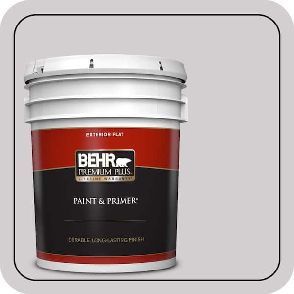 BEHR PREMIUM PLUS 5 gal. #N570-1 Opera Flat Exterior Paint & Primer ...