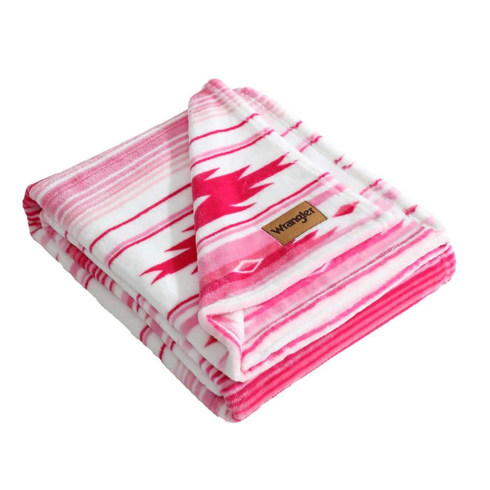 Wrangler Coyote Sands 50 in. x 60 in. Pink Plush Fleece Throw Blanket ...