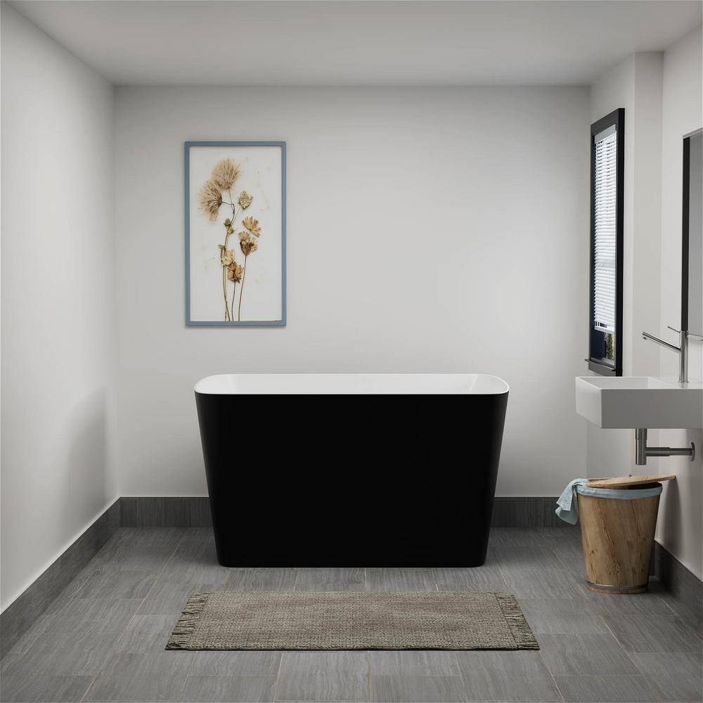 Mokleba Freestanding 47 in. Acrylic Flatbottom Modern Stand Alone Non ...