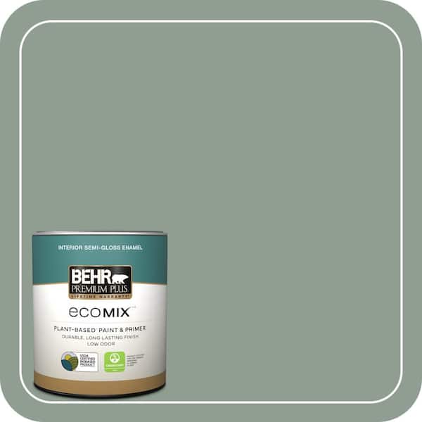 BEHR PREMIUM PLUS 1 qt. #ICC-104 Balsam Fir Semi-Gloss Enamel EcoMix ...